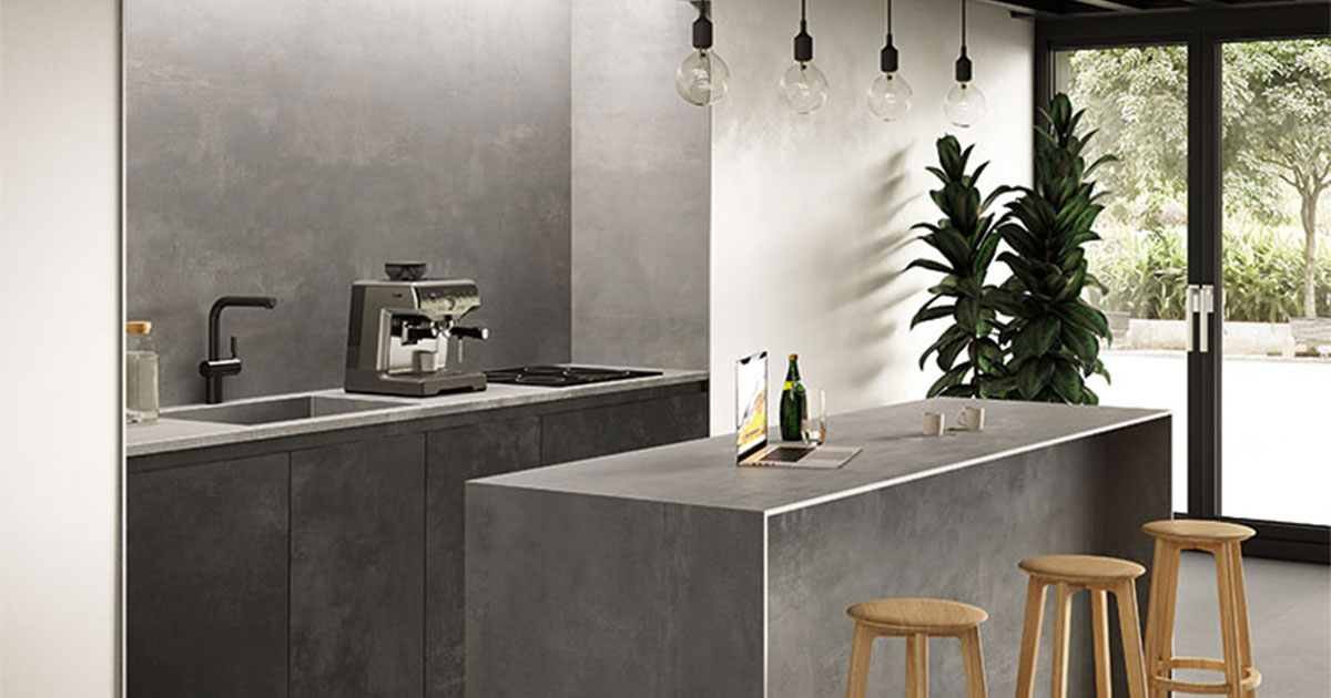 Porcelain concrete look backsplashes - Atlas Plan