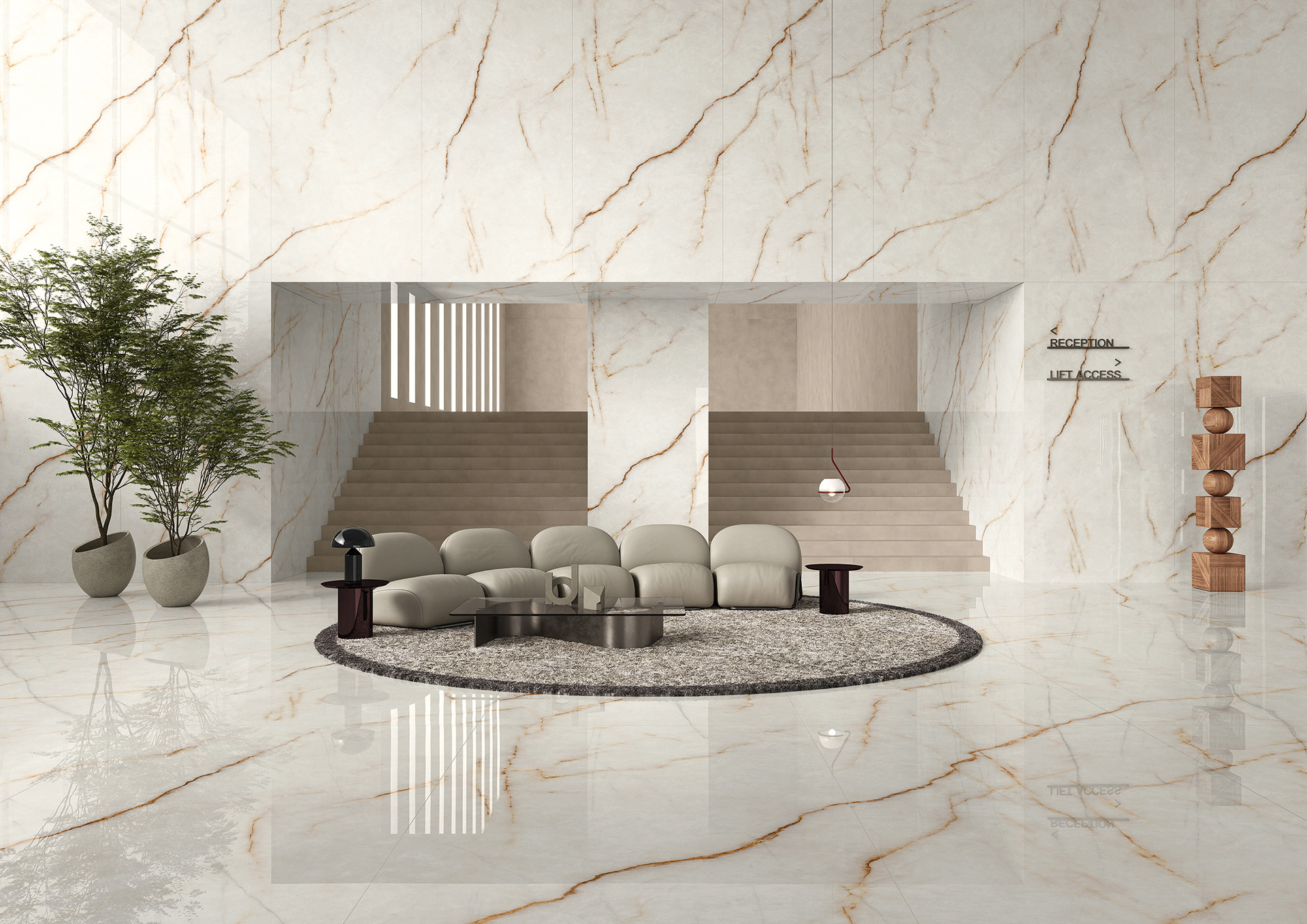 Ice Crystal dalles en grès effet marbre clair - Atlas Plan