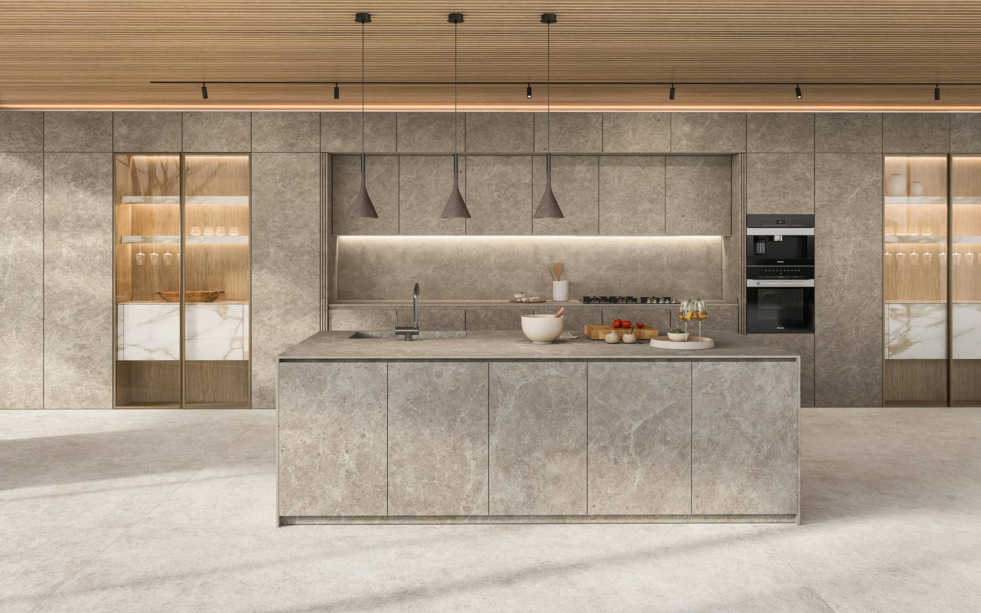 Nyra Mist: grey stone-effect stoneware slab - Atlas Plan